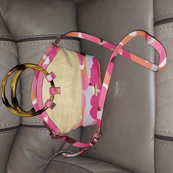 Trina Turk | Bags | Trina Turks Rainbow Petals Straw Satchel Shoulder ...